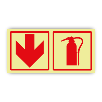 Fire Extinguisher Location Down Safety Sign – F13 - Spear Labels