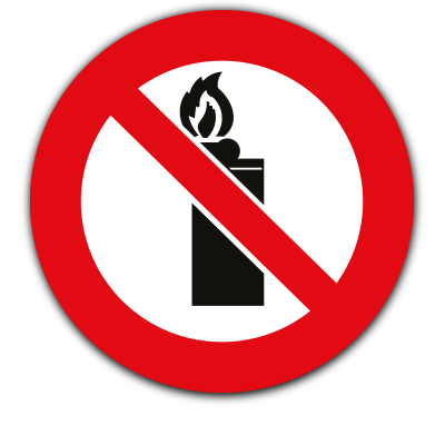 Lighters & Open Flames Prohibited Safety Sign – PV26 - Spear Labels
