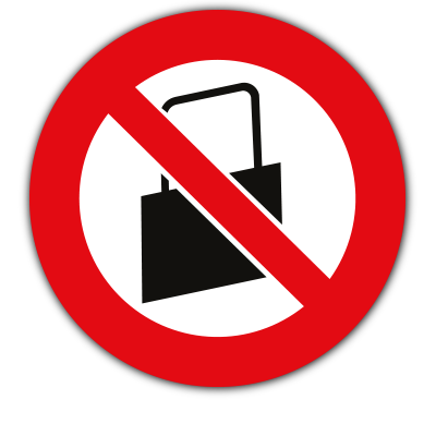 Handbags Prohibited Safety Sign - PV31 - Spear Labels