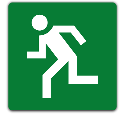 Direction to Escape Route Left Safety Sign – GA03 - Spear Labels
